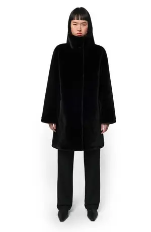 Apparis Blair Mid-length Faux Fur Coat - Noir
