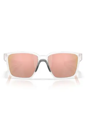Oakley 57mm Polarized Rectangular Sunglasses - Rose Gold
