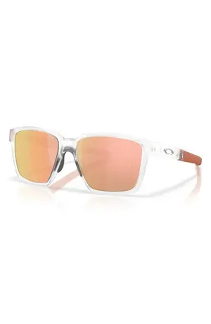 Oakley 57mm Polarized Rectangular Sunglasses - Rose Gold
