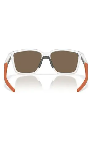 Oakley 57mm Polarized Rectangular Sunglasses - Rose Gold