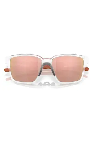 Oakley 57mm Polarized Rectangular Sunglasses - Rose Gold