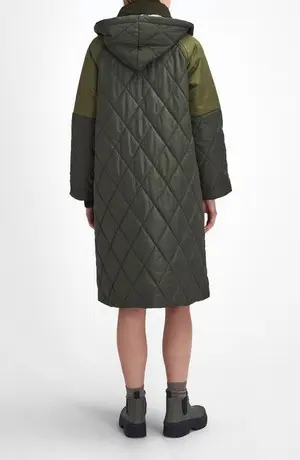 Barbour Cookston Quilted Coat With Removable Hood - Olive/ Ancient