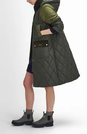 Barbour Cookston Quilted Coat With Removable Hood - Olive/ Ancient