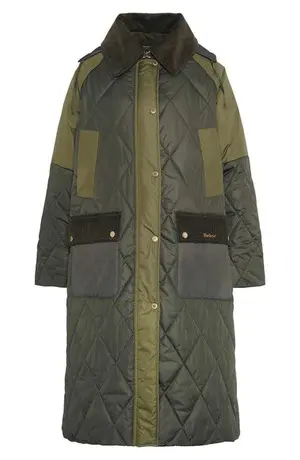 Barbour Cookston Quilted Coat With Removable Hood - Olive/ Ancient