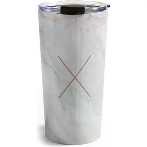 DENY DESIGNS Marbled Monogram Travel Mug D