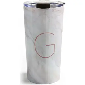 DENY DESIGNS Marbled Monogram Travel Mug - D