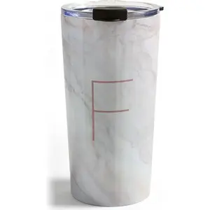 DENY DESIGNS Marbled Monogram Travel Mug - O