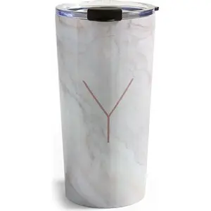 DENY DESIGNS Marbled Monogram Travel Mug - W
