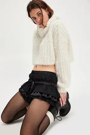 Free People Camille Ruffle Shorts - Black