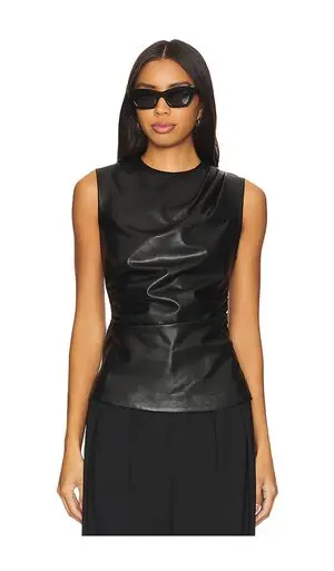 Simkhai Wynter Faux Leather Draped Top