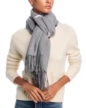 FRAAS Punch Needle Windowpane Scarf Grey