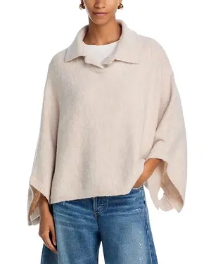 Aqua Crop Collar Poncho - Cream