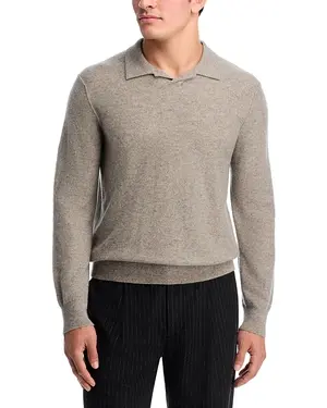 Vince Boiled Cashmere Polo Sweater - Heather Mouse
