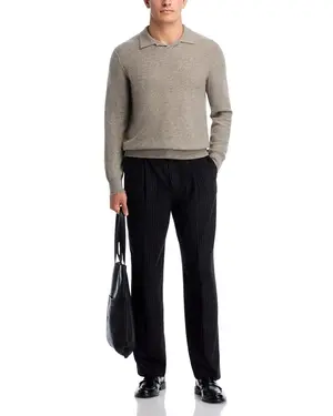 Vince Boiled Cashmere Polo Sweater - Heather Mouse