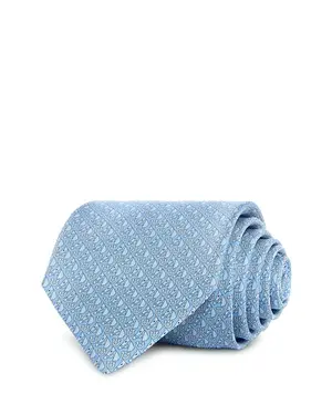 FERRAGAMO Ferragamo Silk Gancini Horse Neck Tie Azzurro