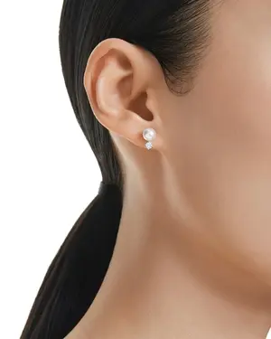 SWAROVSKI Matrix Crystal & Imitation Pearl Stud Earrings - Silver