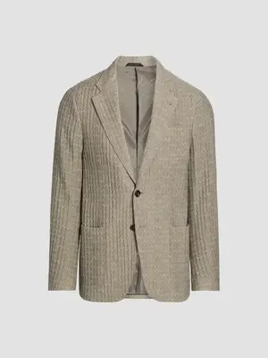 Giorgio Armani Chevron Cashmere-silk Upton Jacket - Tan