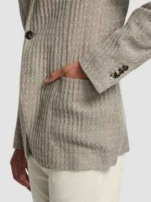 Giorgio Armani Chevron Cashmere-silk Upton Jacket