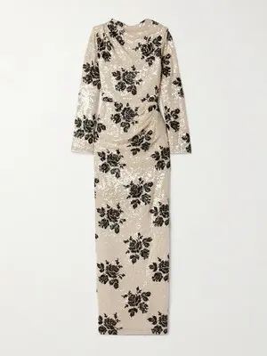 Erdem Draped Sequin-embellished Gown