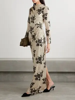 Erdem Draped Sequin-embellished Gown