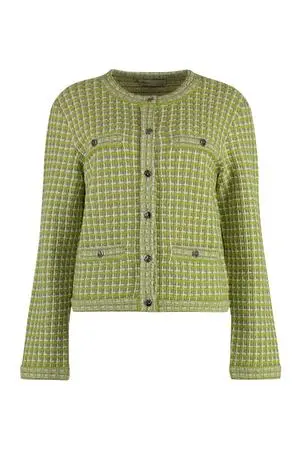 Tory Burch Kendra Jacquard Knit Cardigan - Green
