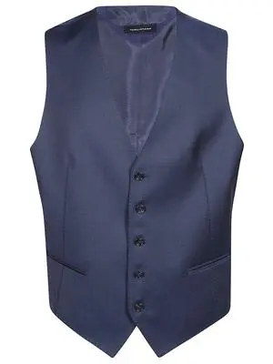 Tagliatore Tagliatore Virgin Wool Gilet - Blue