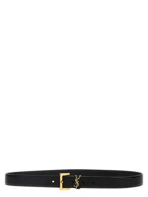 Saint Laurent SAINT LAURENT Milo Leather Belt - Black