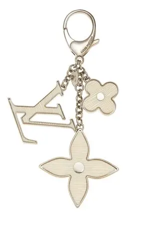 LOUIS VUITTON Silver & Chaine Fleur D'epi Bag Charm - White