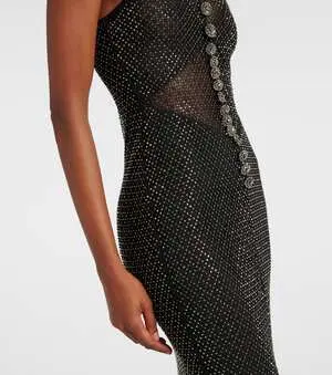 SELF-PORTRAIT Embellished Fishnet Maxi Dress