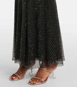 SELF-PORTRAIT Embellished Fishnet Maxi Dress