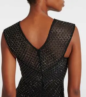 SELF-PORTRAIT Embellished Fishnet Maxi Dress
