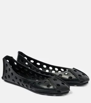 Alaïa Perforated Leather Ballet Flats - Black