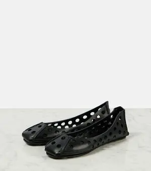 Alaïa Perforated Leather Ballet Flats - Black