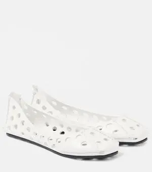 Alaïa Perfo Leather Ballet Flats - White