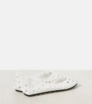 Alaïa Perfo Leather Ballet Flats - White