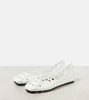 Alaïa Perfo Leather Ballet Flats - White