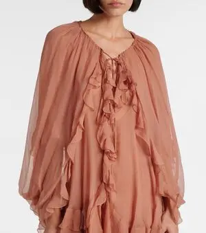 Chloé Ruffled Silk Muslin Cape