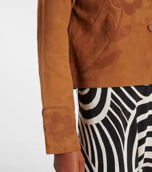 Rixo Dionne Appliqué Suede Jacket - Brown