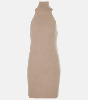 LISA YANG Carmen Ribbed-knit Cashmere Mini Dress - Beige
