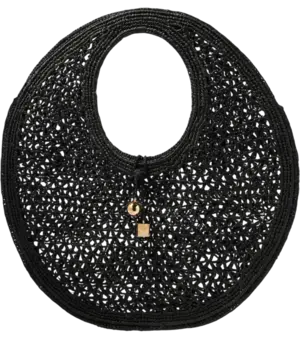 Jacquemus Spiaggia Raffia Shoulder Bag - Black