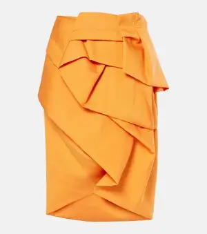 Dries Van Noten Draped Satin Midi Skirt - Orange