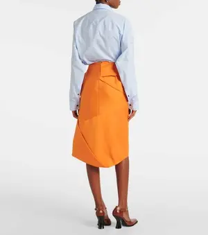 Dries Van Noten Draped Satin Midi Skirt