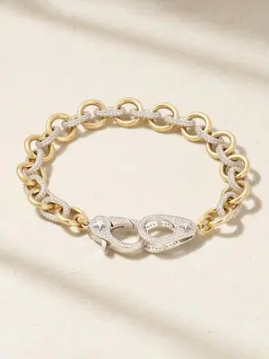FOUNDRAE Midsized Mix Link + Sister Hook 18-karat Yellow And White Diamond Bracelet