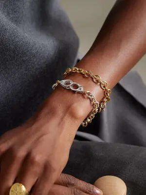 FOUNDRAE Midsized Mix Link + Sister Hook 18-karat Yellow And White Diamond Bracelet