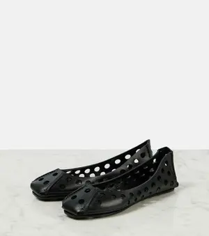 Alaïa Perforated Leather Ballerinas - Black