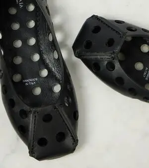 Alaïa Perforated Leather Ballerinas - Black