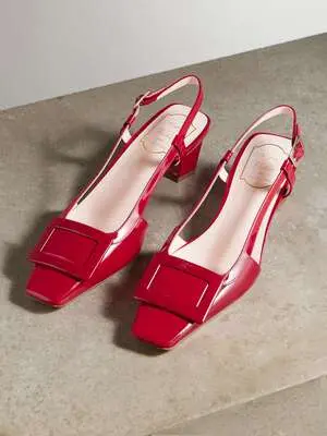 ROGER VIVIER Belle Vivier 45 Patent-leather Slingback Pumps - Red