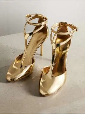FERRAGAMO Lysandra Metallic Patent-leather Pumps