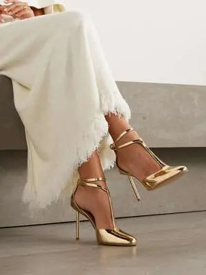 FERRAGAMO Lysandra Metallic Patent-leather Pumps
