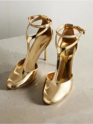 FERRAGAMO Lysandra Metallic Patent-leather Pumps